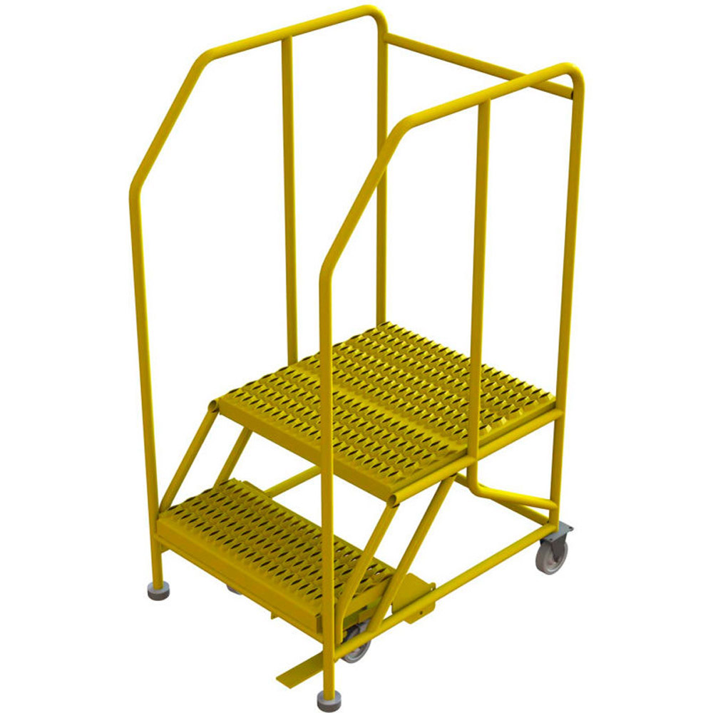 Tri-Arc Mobile Yellow Finish Steel Work Platform, With Handrails, 2-5 ...